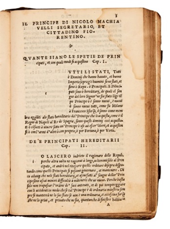 Machiavelli Il principe, Rome, 1532, first edition, bound with Historie ...